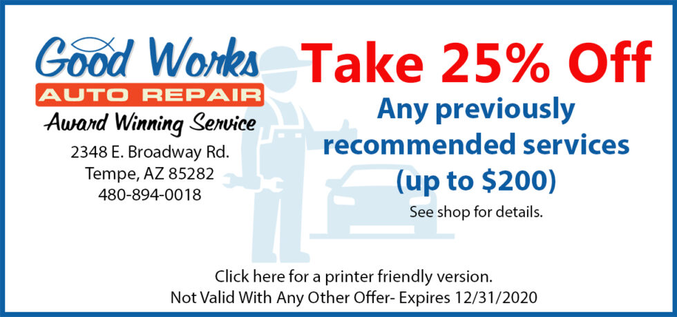 New Auto Repair Coupons & Discounts | Good Works Auto Repair Tempe